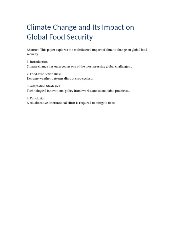 Climate Change and Food Security Impact | PDF