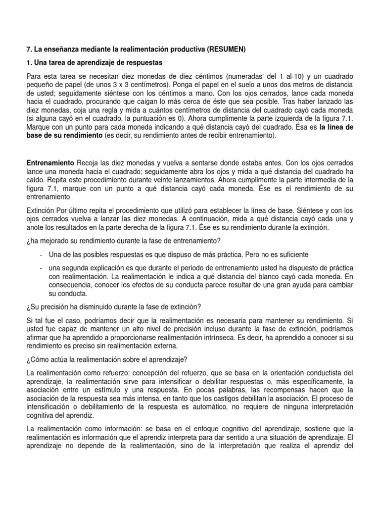 Realimentación y Aprendizaje Efectivo | PDF | Aprendizaje | Realimentación