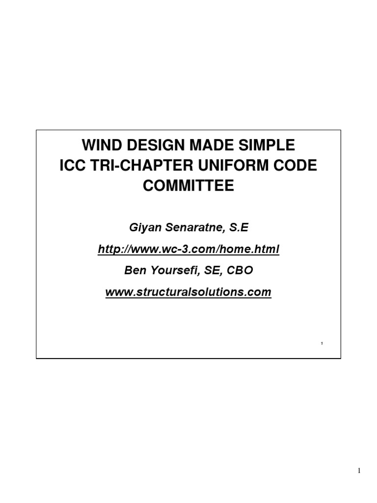 Wind Design Made Simple Icc Tri-Chapter Uniform Code Committee ...