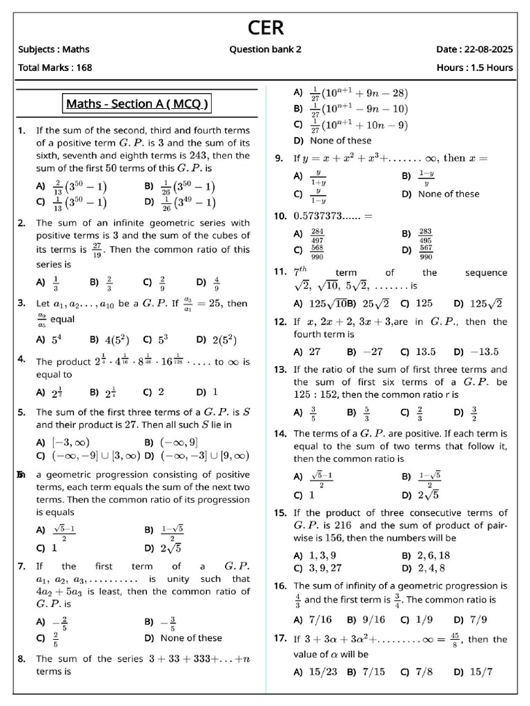 CER Paper 2 Sequence | PDF