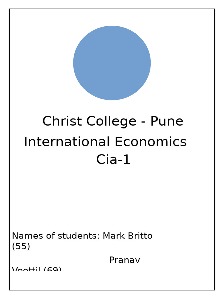Eco Assignment CIA-1. Classical Theories | PDF | Comparative Advantage | Trade