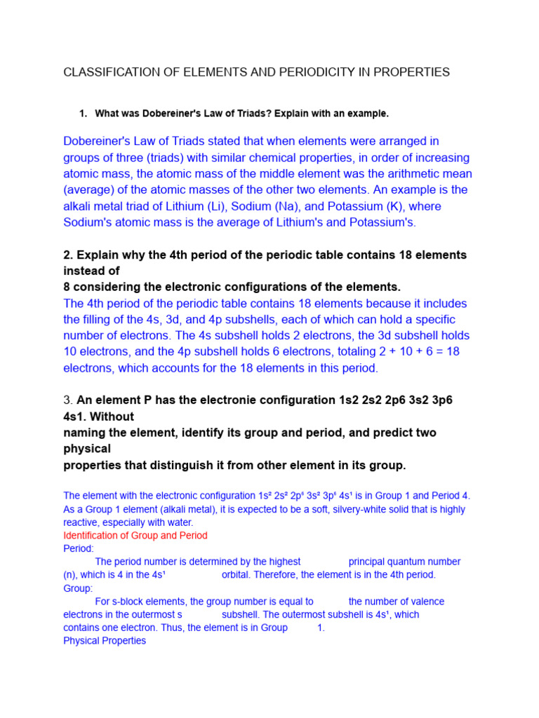 Element Classification and Properties | PDF | Ion | Atomic Orbital