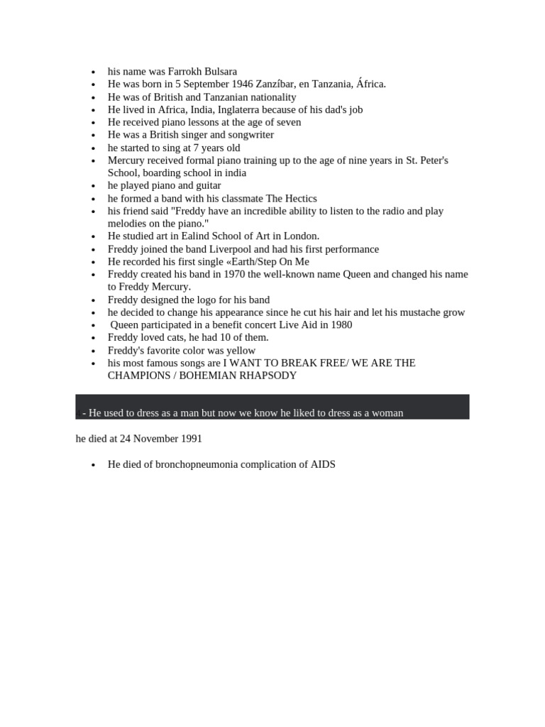 Katherine Ortiz Freddy Mercury | PDF