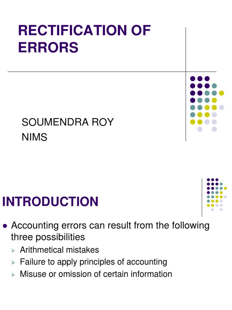 Rectification of Errors | PDF | Rectifier | Financial Transaction