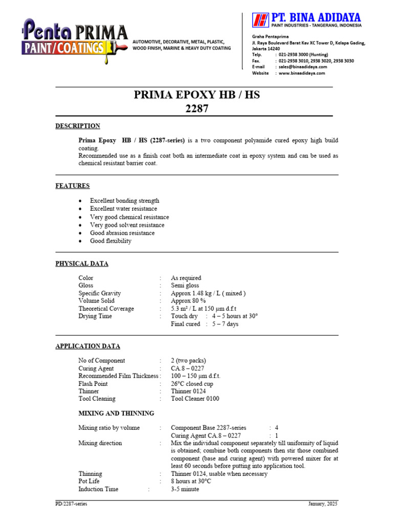 2287 TDS Prima Epoxy HB HS | PDF | Epoxy | Coating
