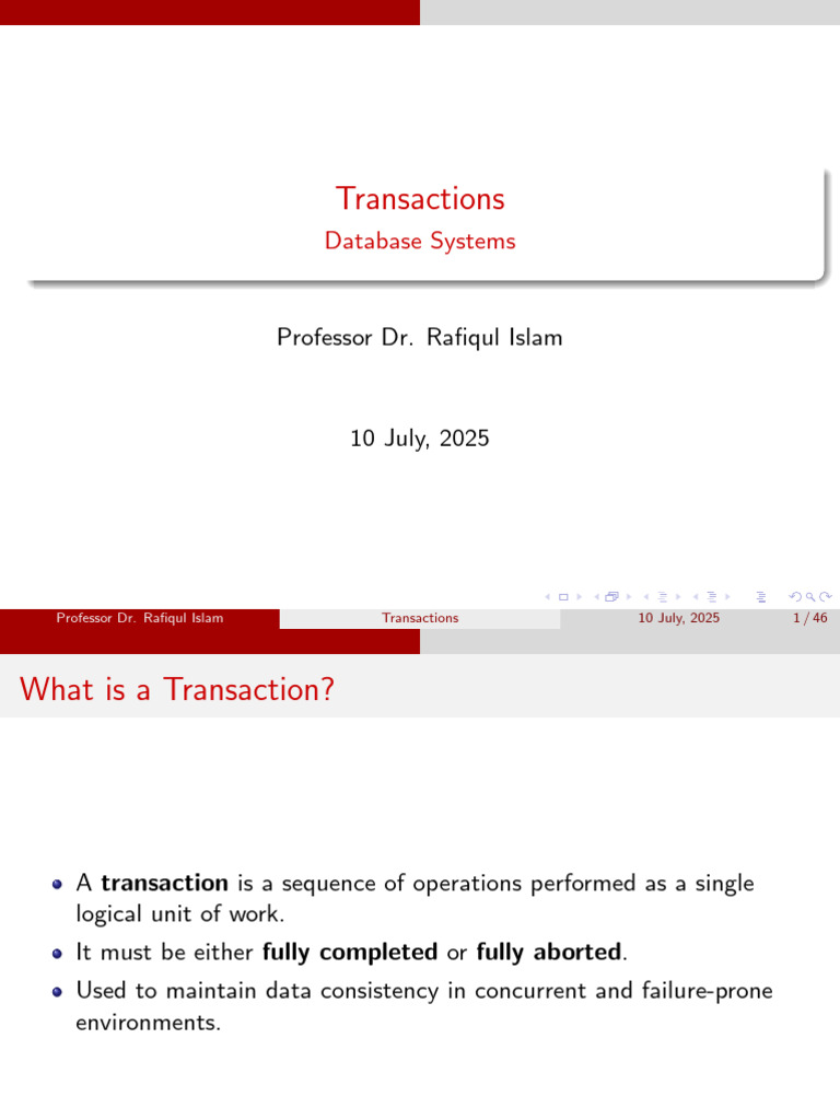 Lecture 09 Database - Systems | PDF | Database Transaction | Operating System Technology