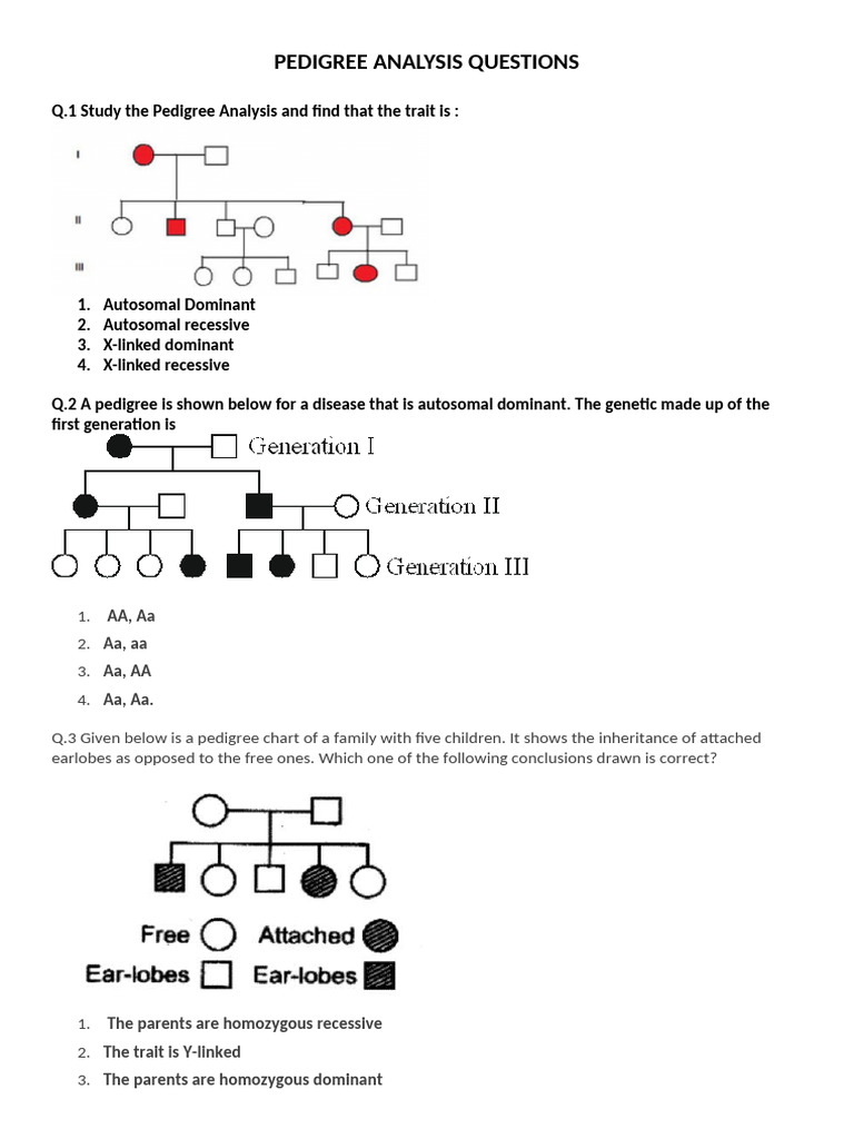Pedigree Analysis Questions and Answers | PDF