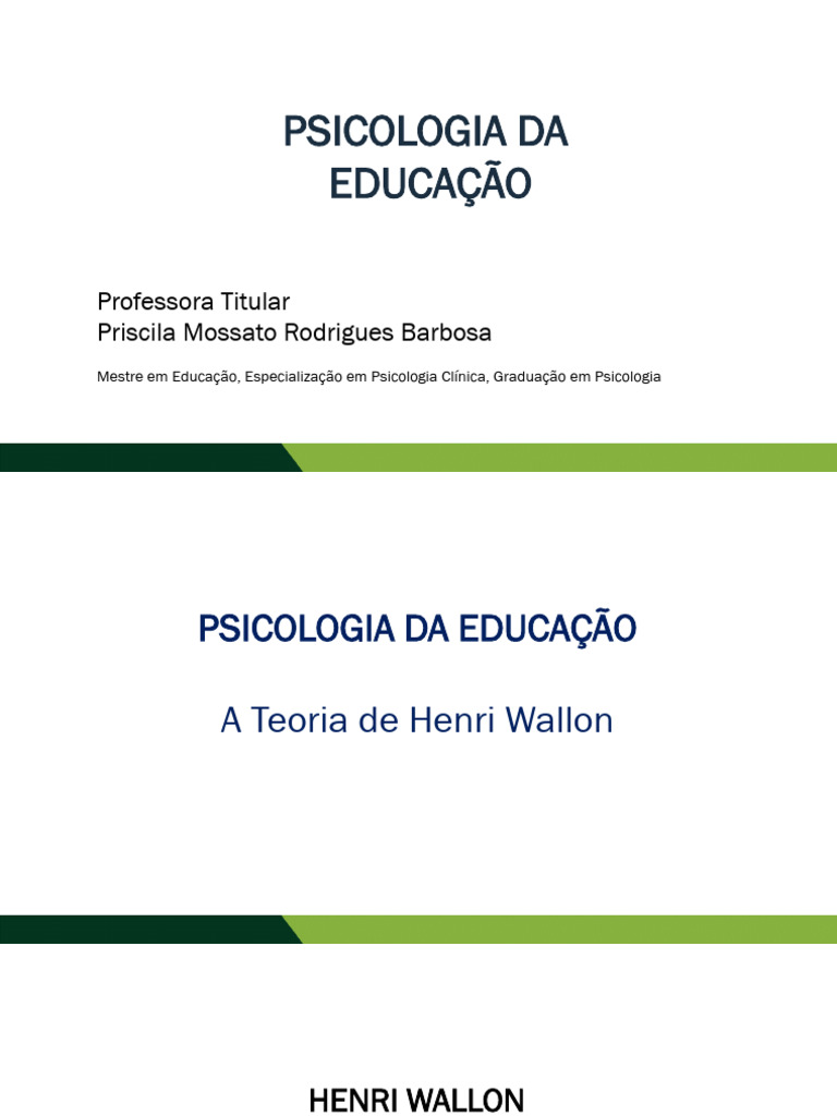 Aula 01 - A teoria de Henri Wallon | PDF