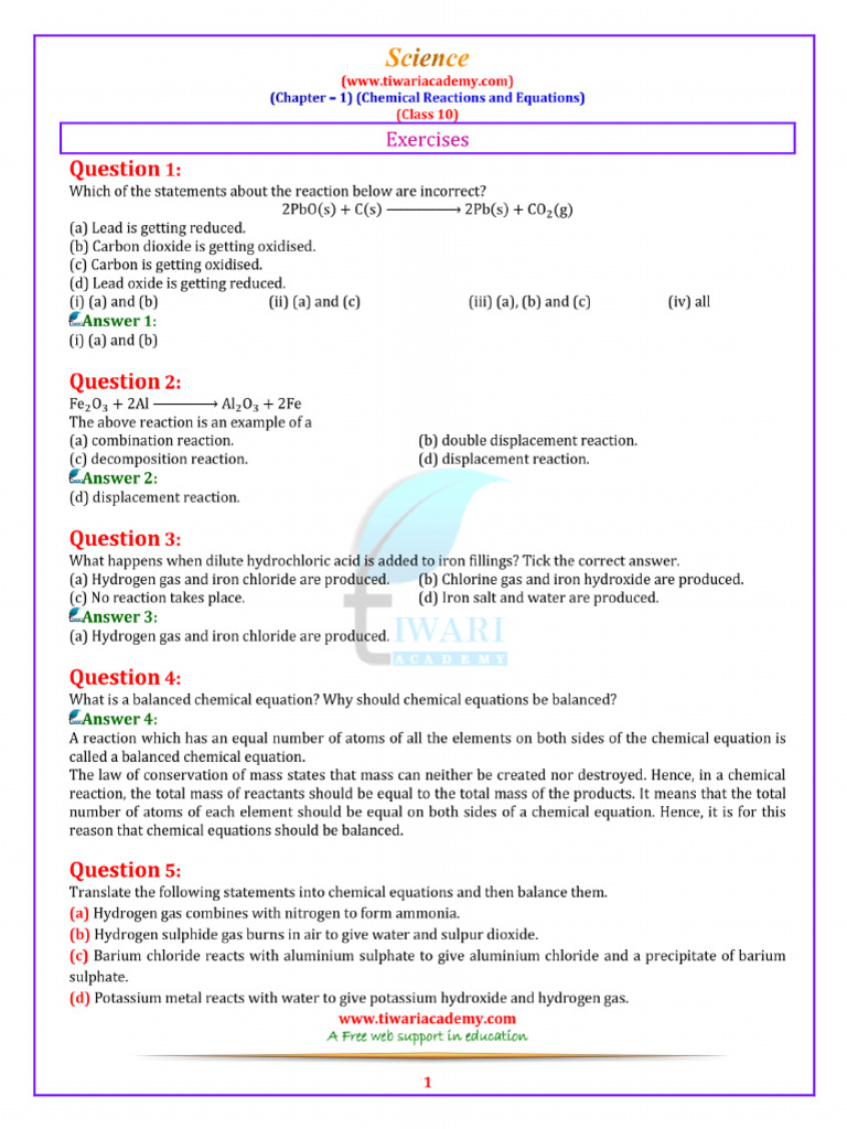 10 Science Solutions Chapter 1 Exercises | PDF