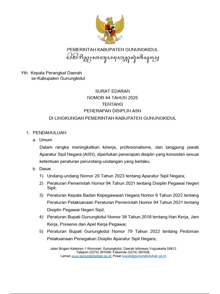 Disiplin ASN di Gunungkidul 2025 | PDF