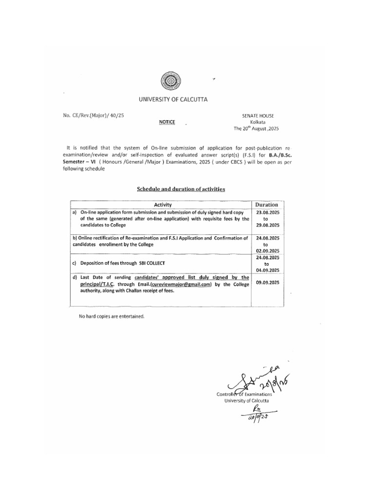 Ba BSC Svi 25 Notice | PDF