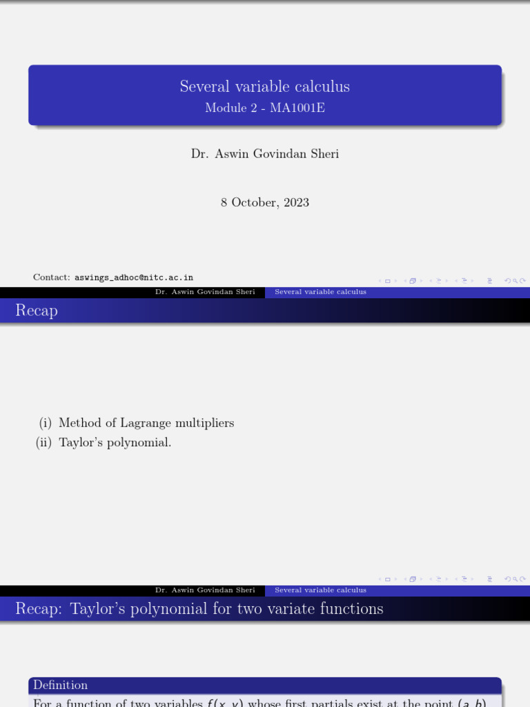 Several Variable Calculus Overview | PDF | Curve | Function (Mathematics)