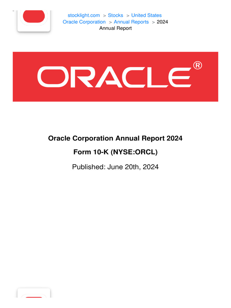 Oracle 2024 Annual Report Summary | PDF | Cloud Computing | Software As ...