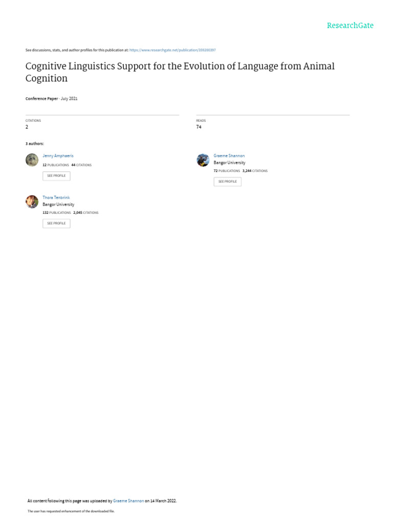 Language Evolution from Animal Cognition | PDF | Linguistics | Behaviorism