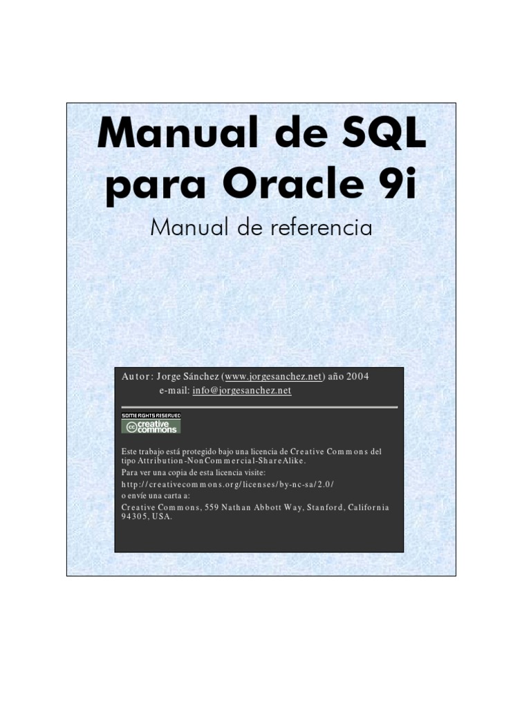 MANUAL DE SQL PARA ORACLE 9i | PDF | SQL | Tabla (base de datos)