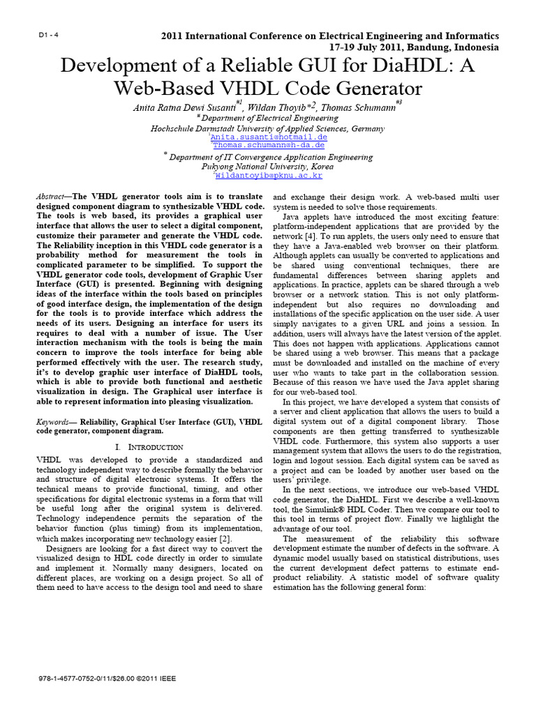 Development of A Reliable GUI For DiaHDL A Web-Based VHDL Code ...