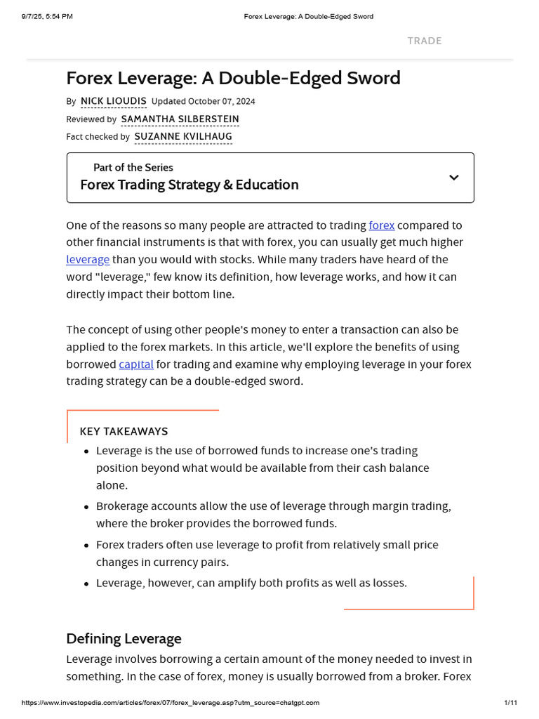 Forex Leverage_ A Double-Edged Sword - Copie | PDF | Foreign Exchange Market | Margin (Finance)