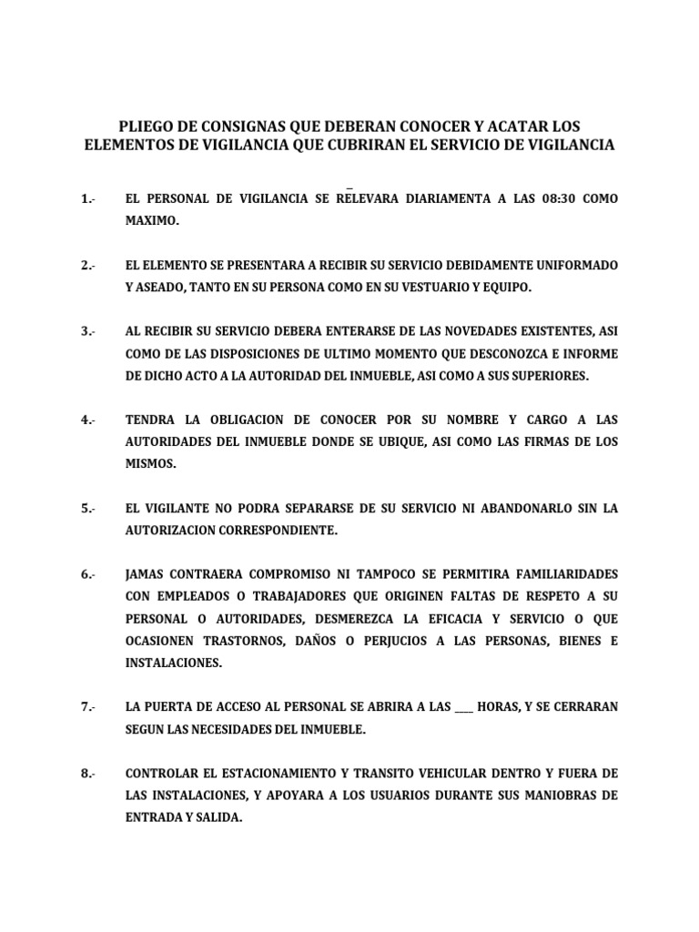 Pliego de Consignas | PDF