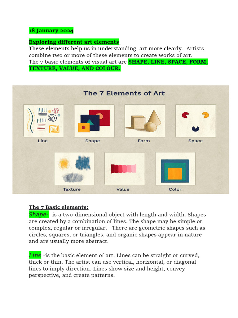 7 Essential Elements of Art Explained | PDF