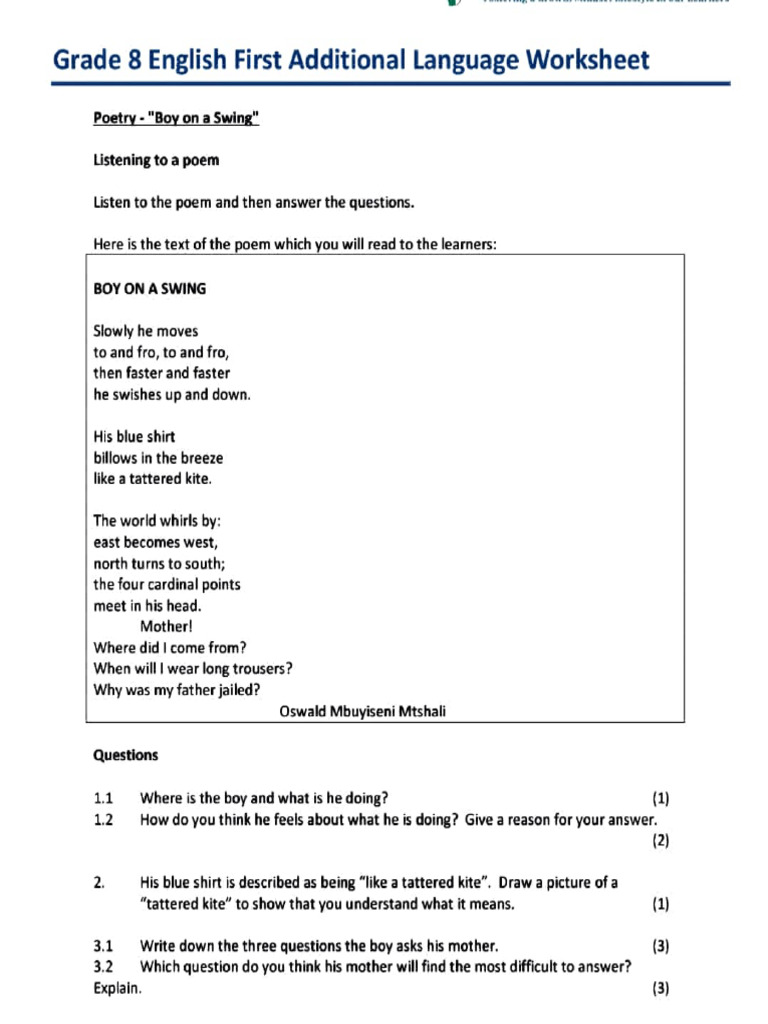 Grade 8 Poetry | PDF