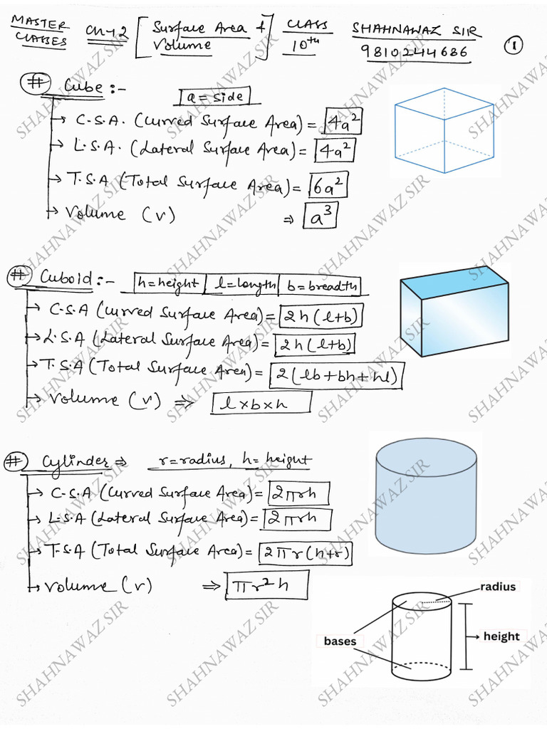 Ch-12 Surface Area Volume 10th | PDF