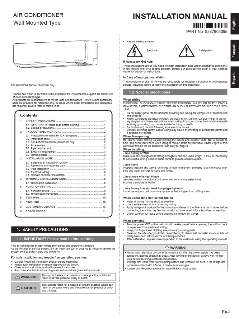 Fujitsu 12LAS Install | PDF | Pipe (Fluid Conveyance) | Air Conditioning