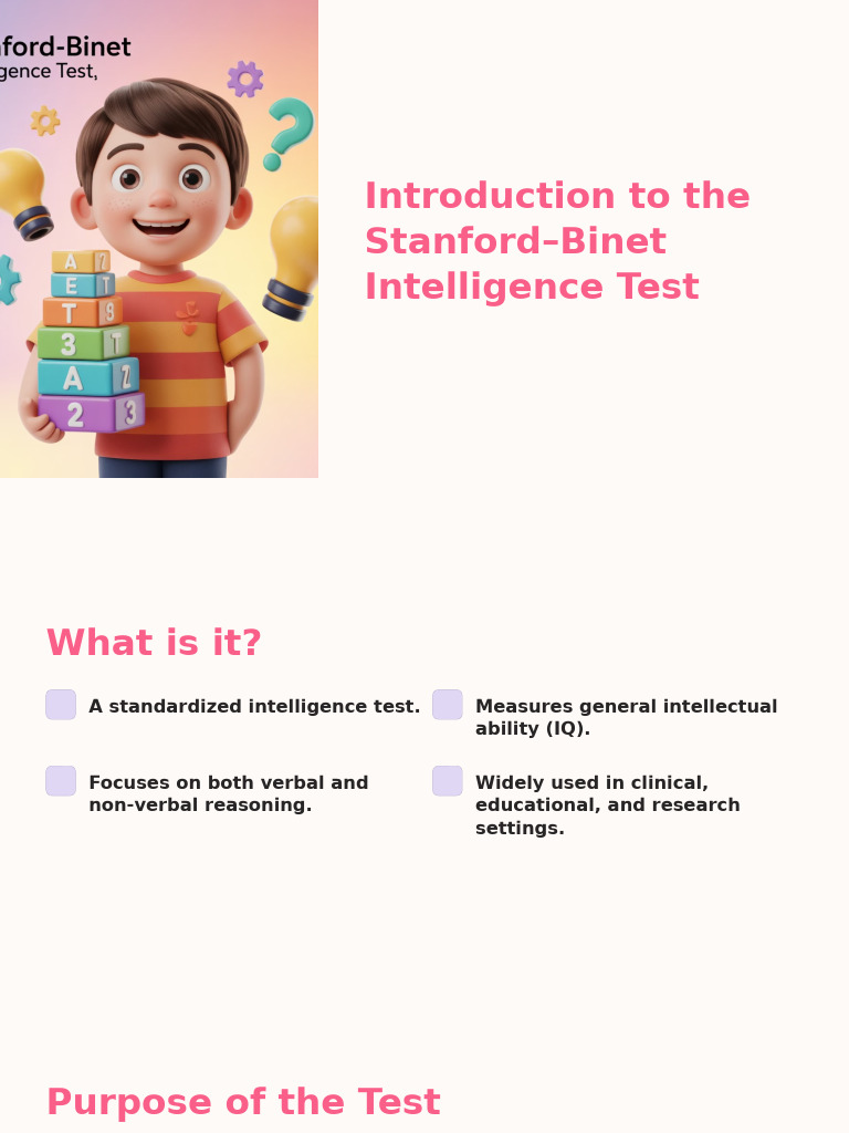 Stanford-Binet Intelligence Test Overview | PDF | Wechsler Adult ...