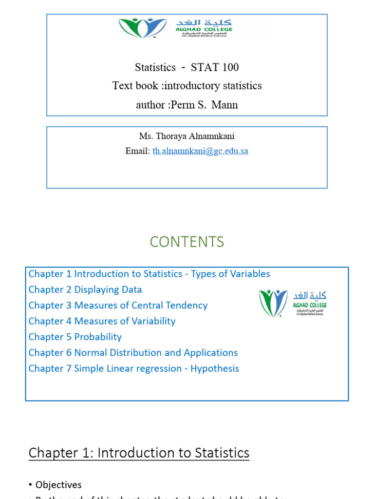 STAT100 2025-2026 Ms - Thoraya Alnamnkani | PDF | Statistics ...