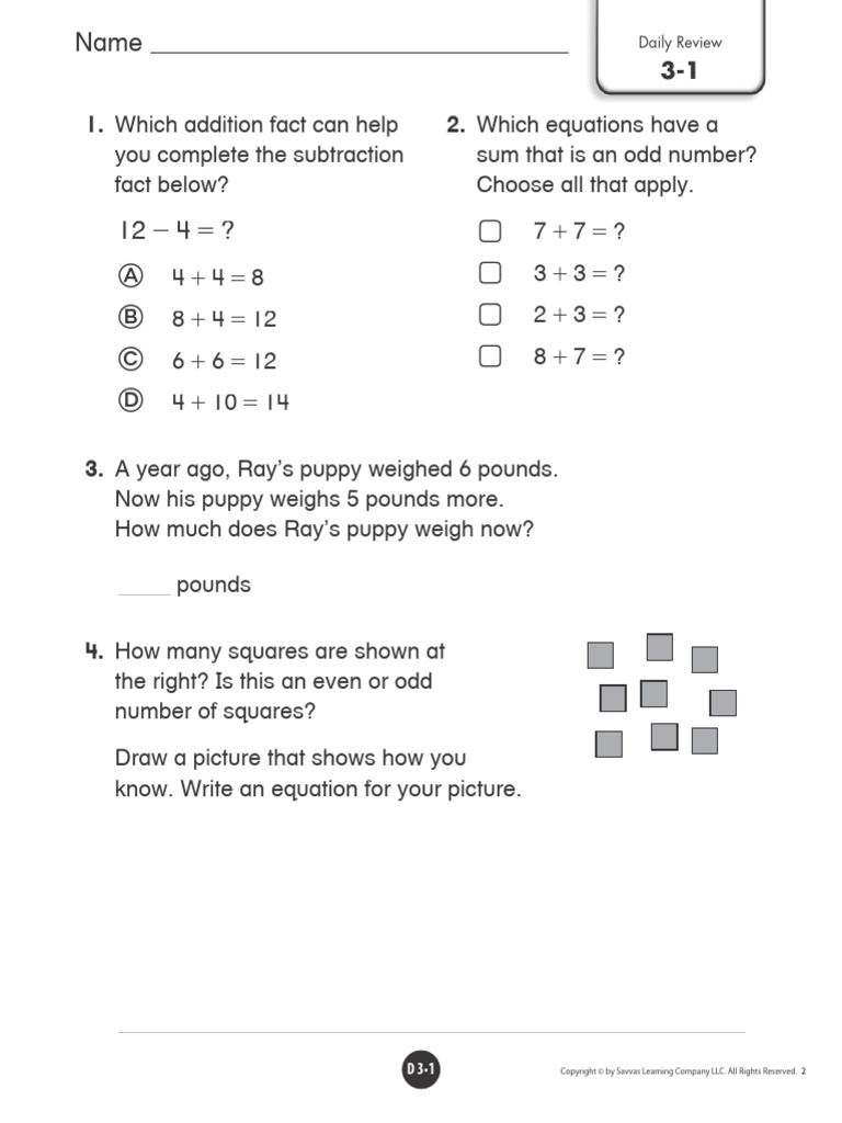 Daily Math Review for Grade 2 | PDF