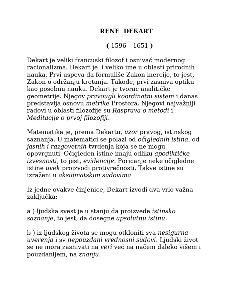 Rene Dekart | PDF