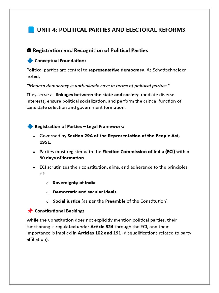 Political Parties and Electoral Reforms | PDF | Political Parties ...