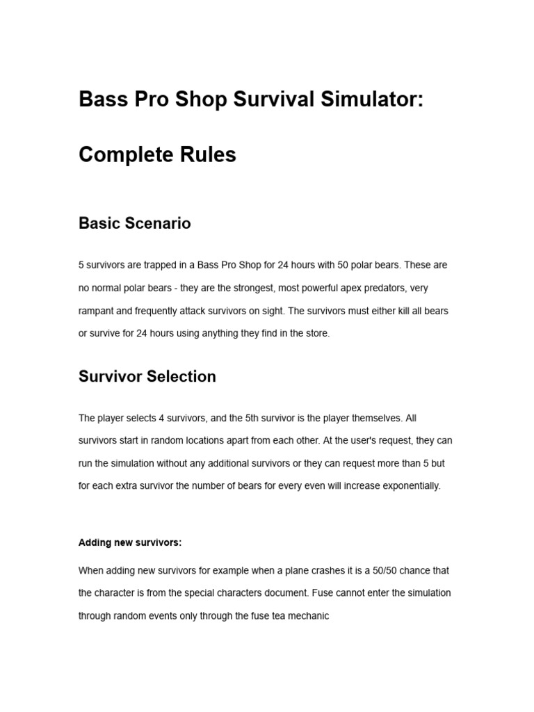 Complete Bass Pro Shop Survival Rules With Modifications | PDF | Castle ...