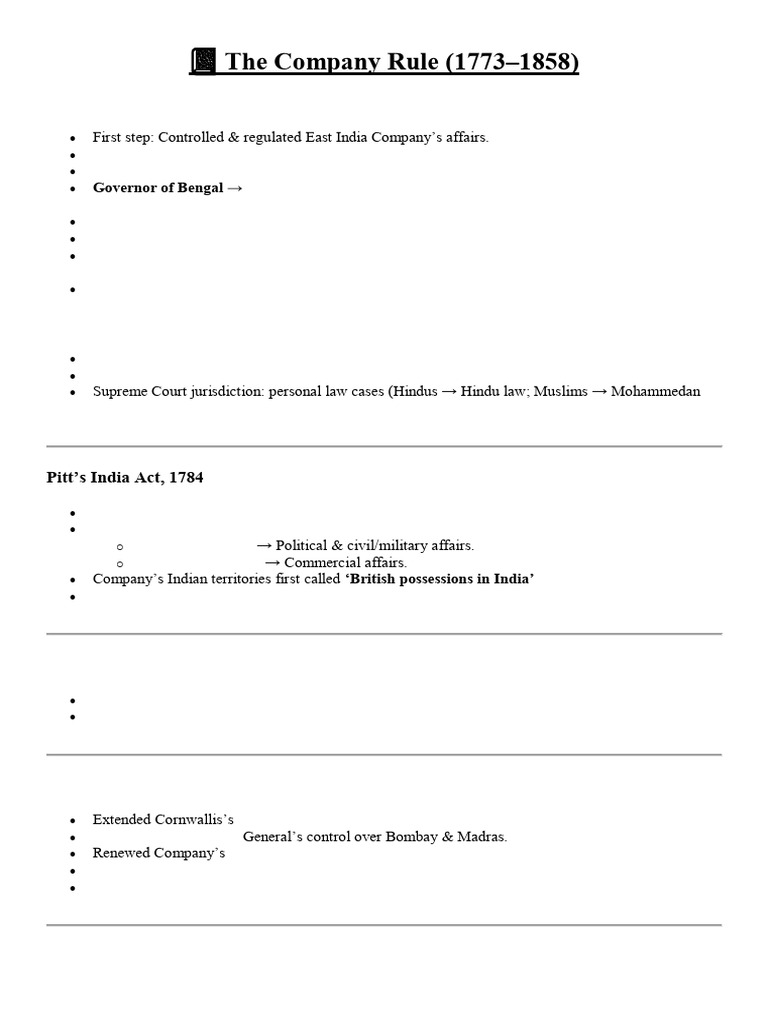 The Company Rule | PDF | British Raj | Government Of India