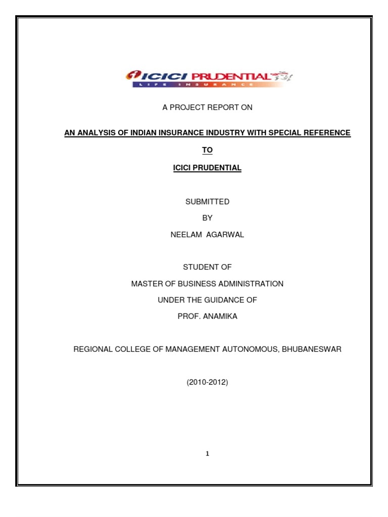 A Project Report On: An Analysis of Indian Insurance Industry With ...