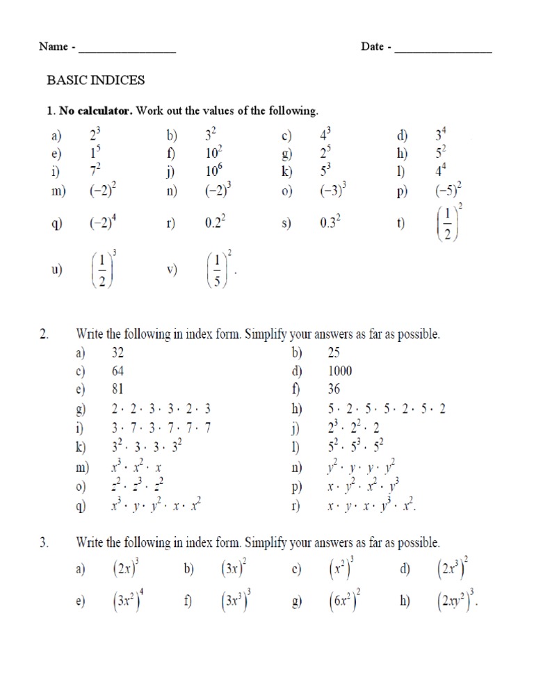 Basic Indices | PDF | Teaching Methods & Materials | Computers