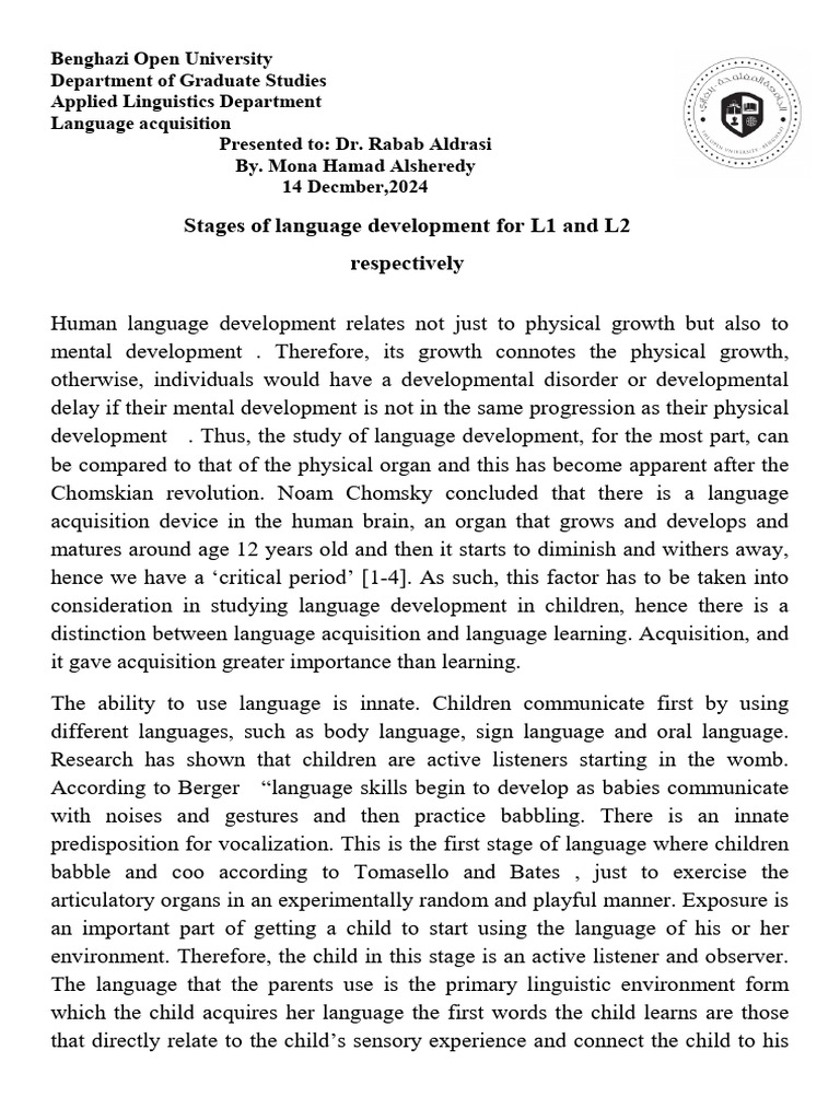 Stages of Language Development Explained | PDF | Language Acquisition ...