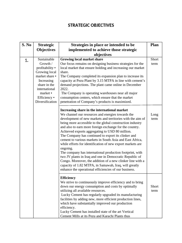Strategic Objectives for Sustainable Growth | PDF | Infrastructure | Audit