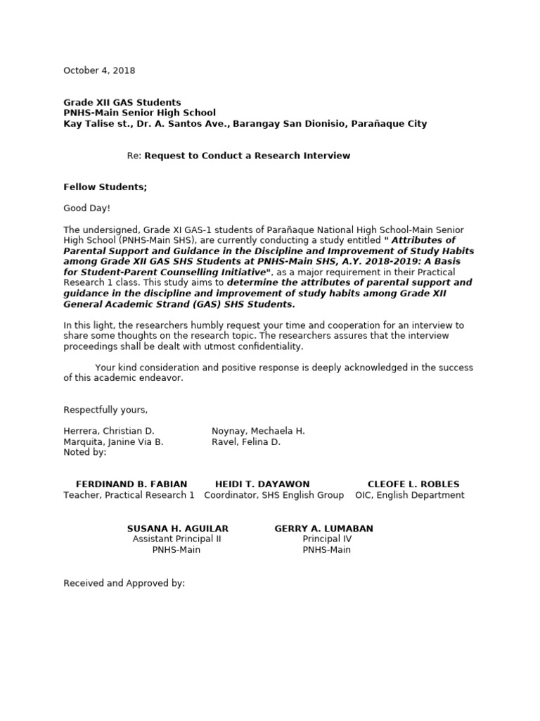 INTERVIEW PERMIT LETTER Final | PDF | Academia | Behavior Modification