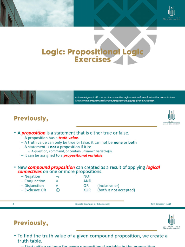 01 1b PropositionalLogic-Exercises | PDF | Grammar | Boolean Algebra