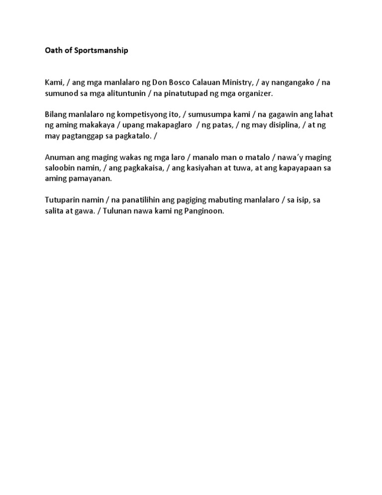 Oath of Sportsmanship | PDF