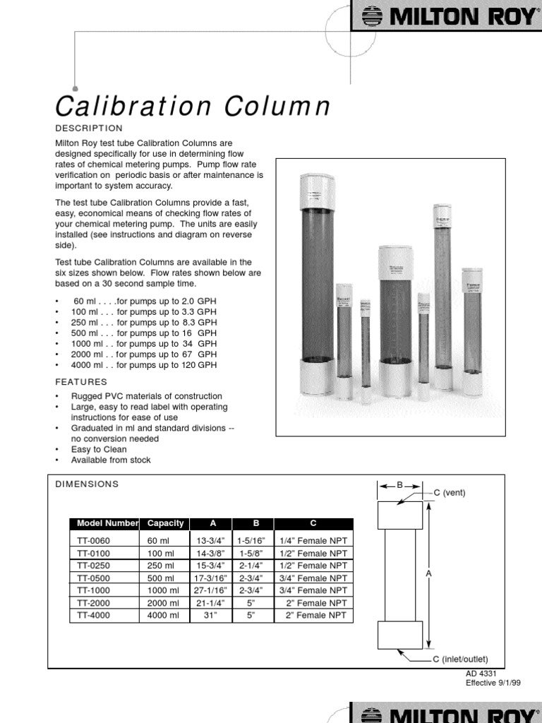 Calibration Column | PDF | Valve | Pump