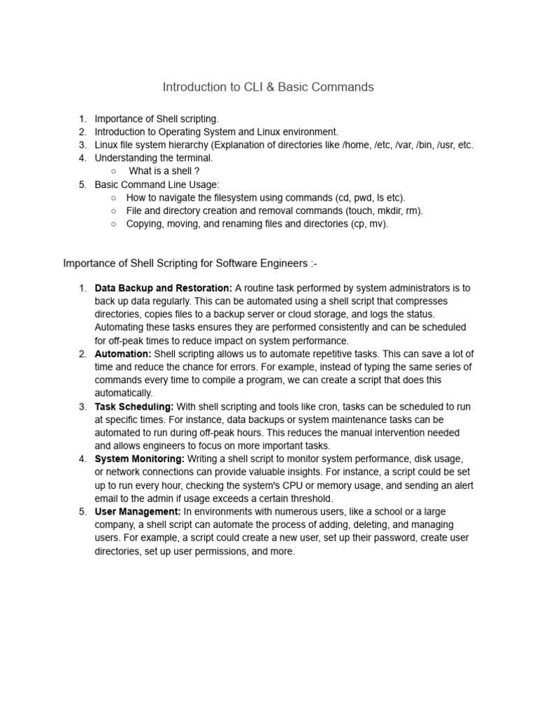 CLI Basics and Shell Scripting Guide | PDF | Operating System ...