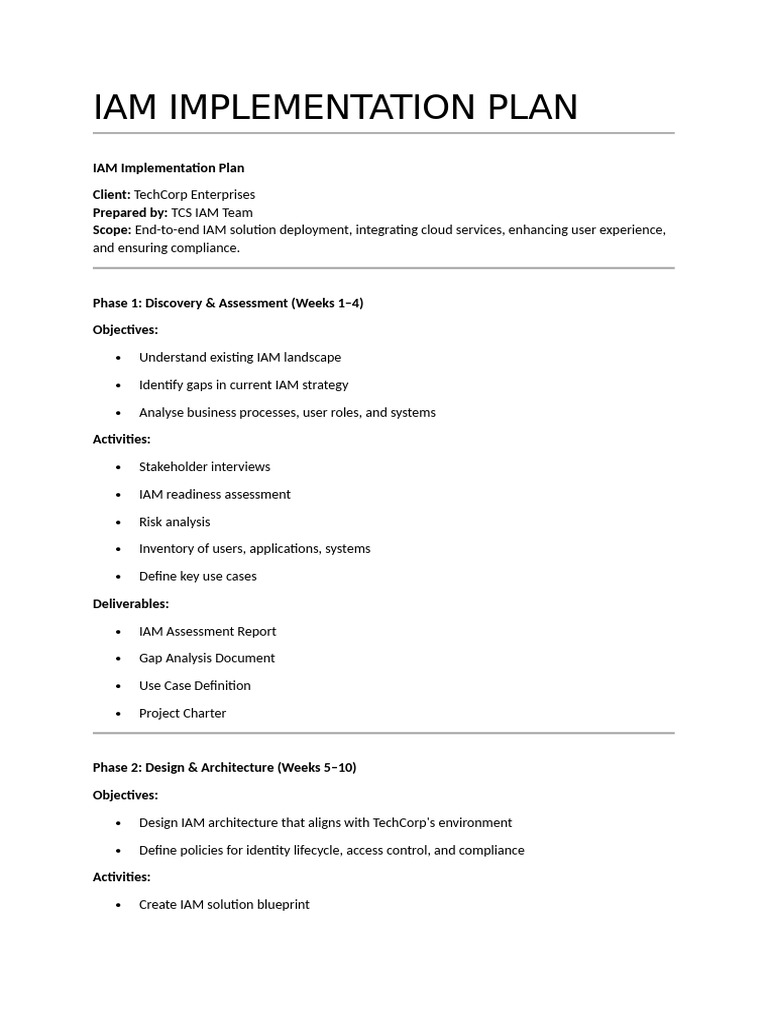 Iam Implementation Plan | PDF | Computing | Access Control