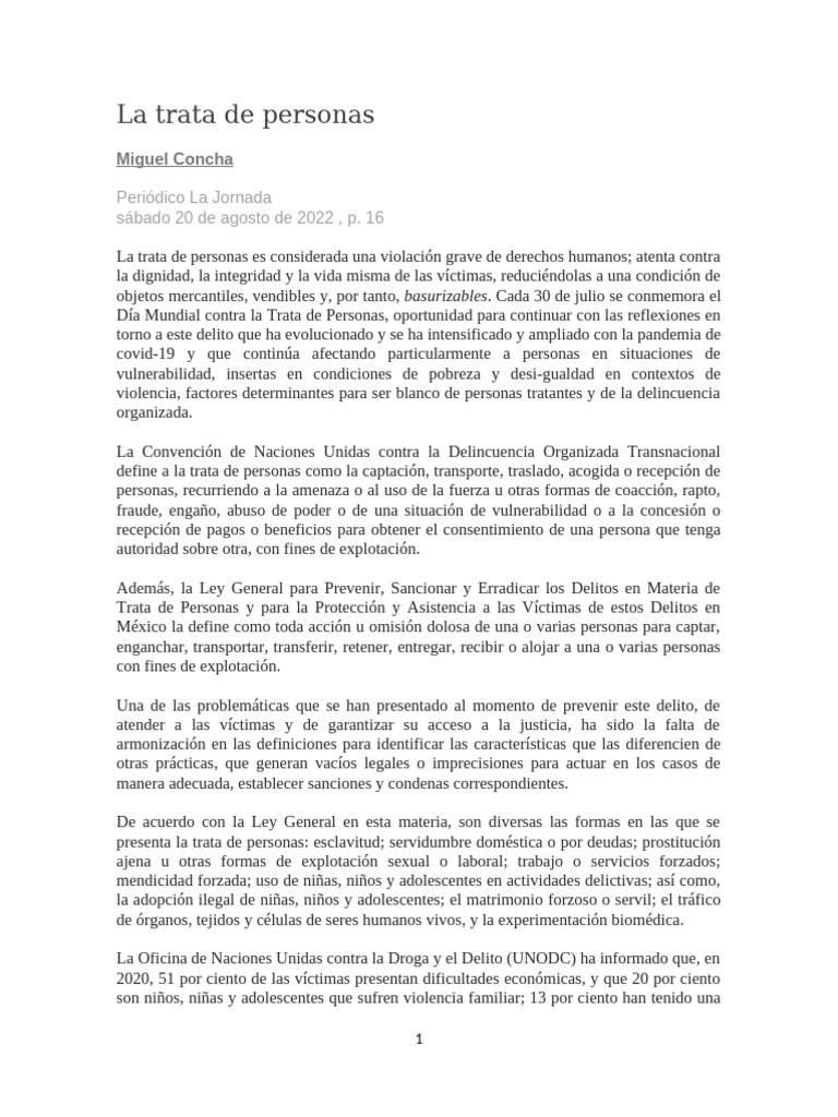 La Trata de Personas: Un Delito Global | PDF | Trata de personas ...