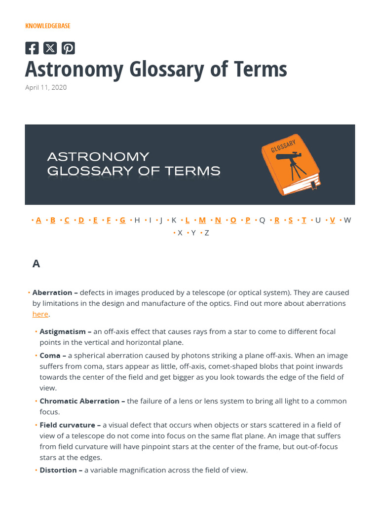 Astrophotography Terms Explained | PDF | Angular Resolution | Optics