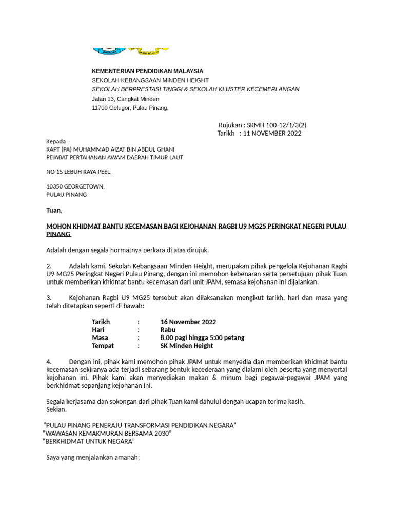 Surat Sumbangan Jpam Penang | PDF