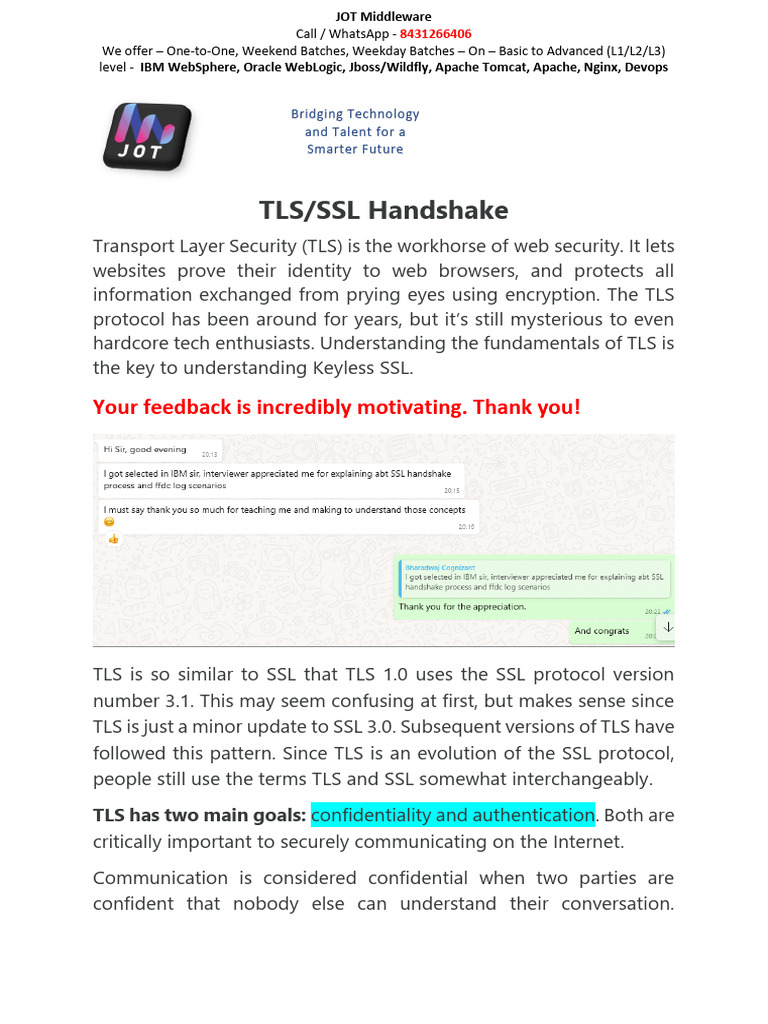Understanding TLS/SSL Handshake Basics | PDF | Public Key Certificate ...