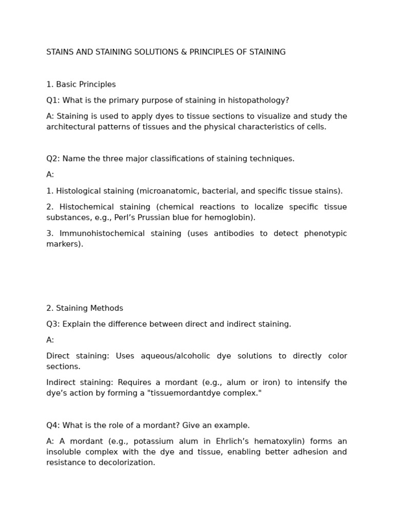 Oral Mock Examination Reviewer Histopath | PDF | Staining | Fixation ...