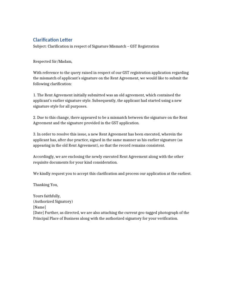 Signature Mismatch Clarification for GST | PDF