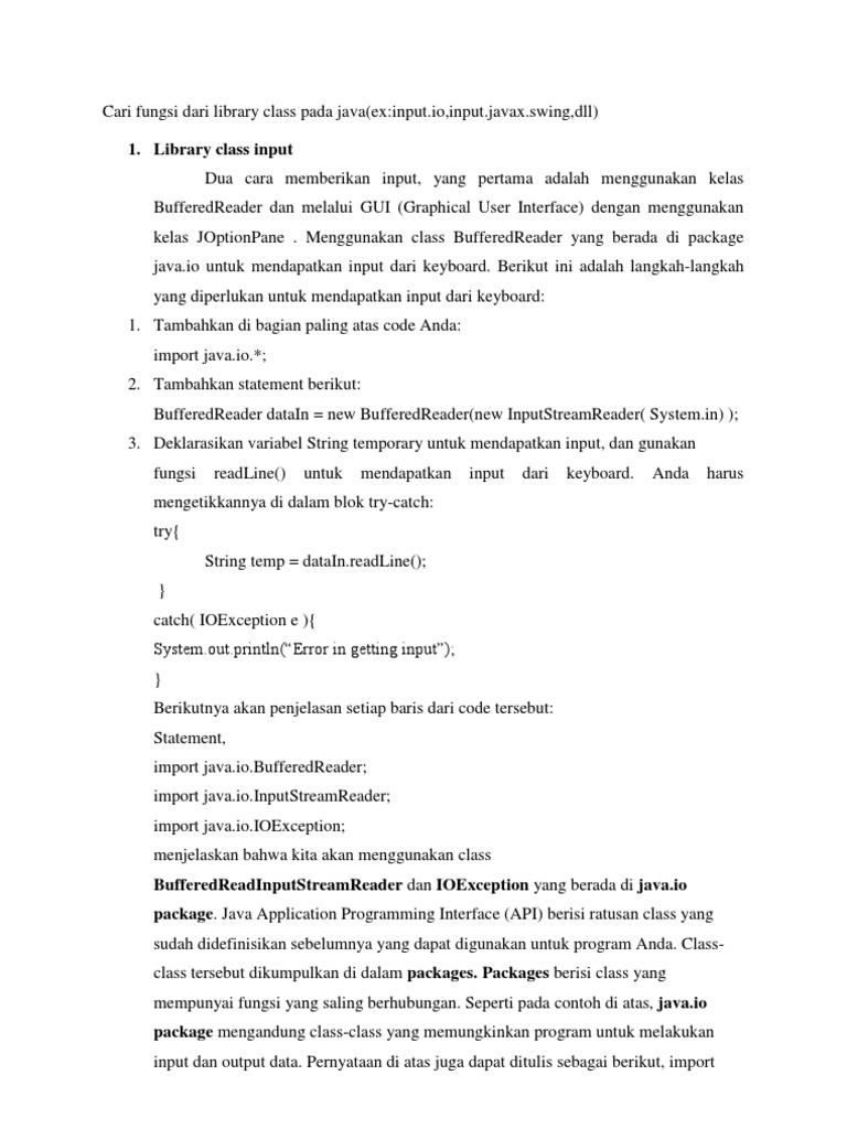 Cari Fungsi Dari Library Class Pada Java | PDF